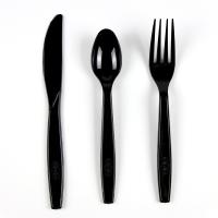 China Plastic Cutlery Set with Free Design Disposable Utensils Fork Knife Spoon and Napkin for sale