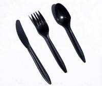 China Plastic Sleeve Cutlery Set Customized Logo Buffets PS Disposable Spoon Fork and Knife for sale