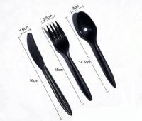 China Plastic Sleeve Cutlery Set Customized Logo Buffets PS Disposable Spoon Fork and Knife for sale
