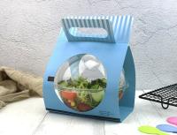 China Stocked Disposable Clear Round Bowls for Salad Poke Bowls with Lid Card Carrier Customize Logo for sale