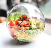 China Stocked Disposable Clear Round Bowls for Salad Poke Bowls with Lid Card Carrier Customize Logo for sale