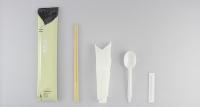 China Convenient Pink Cutlery Pouch with Disposable Bamboo Chopsticks and Custom Logo for sale