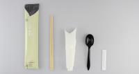 China Convenient Pink Cutlery Pouch with Disposable Bamboo Chopsticks and Custom Logo for sale