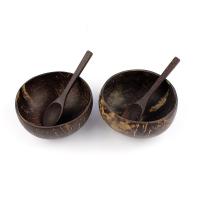 China Customized Coconut Bowl with Flower Pattern Shell and Wooden Spoon Set Customized Box for sale