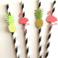 China Custom Sticker Flamingo and Pineapple Pattern Paper Straws for Party Bar Accessories for sale