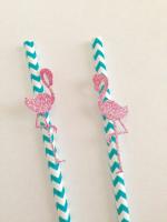China Custom Sticker Flamingo and Pineapple Pattern Paper Straws for Party Bar Accessories for sale