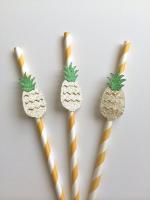 China Custom Sticker Flamingo and Pineapple Pattern Paper Straws for Party Bar Accessories for sale
