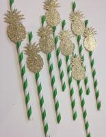 China Custom Sticker Flamingo and Pineapple Pattern Paper Straws for Party Bar Accessories for sale