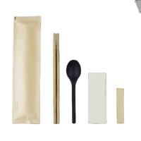 China Disposable Eco-Friendly Bamboo Chopstick and Spoon Set with Custom Logo Printing for sale