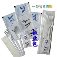 China Flatware Biodegradable Eco Cutlery Salt and Pepper Wrapped Napkin PLA Bag Plastic for sale