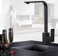 China SUS304 Stainless Steel Kitchen Sink Mixer Faucet Square Handle 1.8GPM for sale