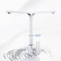 China SUS304 Stainless Steel Kitchen Sink Mixer Faucet Square Handle 1.8GPM for sale