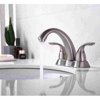 China CUPC 4 Inch Centerset Bathroom Faucet Double Handle Satin Nickel 1.2 GPM for sale