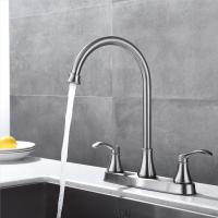 China Brass Satin Nickel Black Centerset Kitchen Faucet 8 Inch Two Handle 1.8GPM for sale