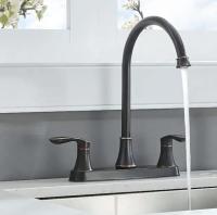 China Brass Satin Nickel Black Centerset Kitchen Faucet 8 Inch Two Handle 1.8GPM for sale