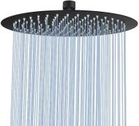 China Ultra Thin Round Rainfall SS Shower Head Matte Black Polished for sale