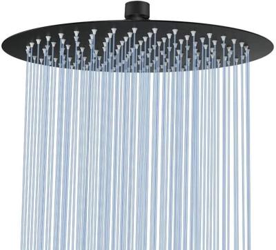 China Ultra Thin Round Rainfall SS Shower Head Matte Black Polished for sale