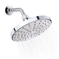China 6 Inch Round ABS Shower Head with Swivel Ball Joint Wall Mounted Chrome 1.8 GPM for sale