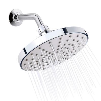 China 6 Inch Round ABS Shower Head with Swivel Ball Joint Wall Mounted Chrome 1.8 GPM for sale