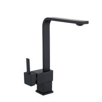 China Brass Square Single Handle Kitchen Faucet Mixer Chrome Matte Black for sale