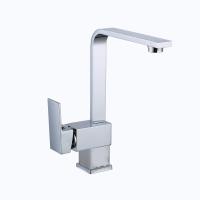 China Brass Square Single Handle Kitchen Faucet Mixer Chrome Matte Black for sale