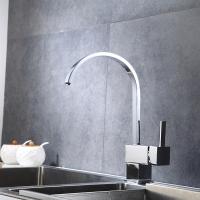 China Brass Square Single Handle Kitchen Faucet Mixer Chrome Matte Black for sale