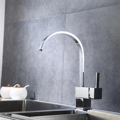 China Brass Square Single Handle Kitchen Faucet Mixer Chrome Matte Black for sale