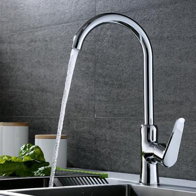 China Brass Single Handle Hot Cold Water Kitchen Sink Mixer Faucet Chrome 360 Swivel 1.8 GPM for sale