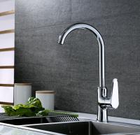 China Brass Single Handle Hot Cold Water Kitchen Sink Mixer Faucet Chrome 360 Swivel 1.8 GPM for sale