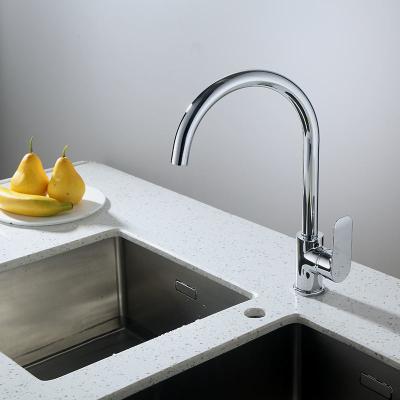 China Brass Kitchen Sink Mixer Tap 360 Swivel Spout Ceramic Cartridge 1.8GPM Chrome for sale