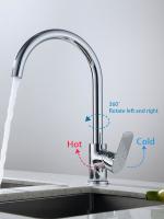 China Brass Kitchen Sink Mixer Tap 360 Swivel Spout Ceramic Cartridge 1.8GPM Chrome for sale