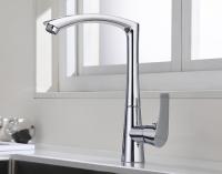 China High Arc Brass Kitchen Mixer Tap Chrome Finish Single Handle Hot Cold Water Faucet 1.8GPM for sale