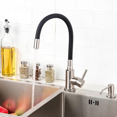 China SUS304 Single Handle Kitchen Faucet Chrome 360 Swivel Flexible Hose 1.8GPM for sale