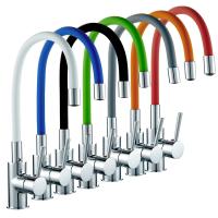 China SUS304 Single Handle Kitchen Faucet Chrome 360 Swivel Flexible Hose 1.8GPM for sale
