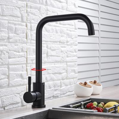 China 360 Swivel Single Handle Kitchen Faucet SUS304 Stainless Steel 1.8GPM Hot Cold Mixer Tap for sale