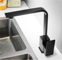 China SUS304 Stainless Steel Kitchen Sink Mixer Faucet Square Handle 1.8GPM for sale