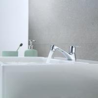 China Brass Single Cold Water Basin Tap Lever Handle L Shaped 1.2GPM Chrome for sale
