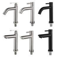 China SUS304 Stainless Steel Single Handle Bathroom Faucet Matte Black 1.2 GPM for sale