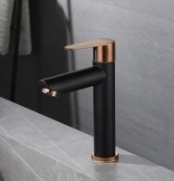 China Matte Black Bathroom Vessel Sink Faucet SUS304 Stainless Steel Basin Cold Tap 1.2GPM for sale
