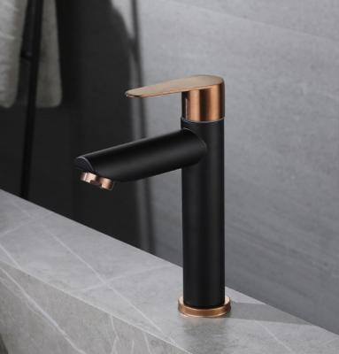 China Matte Black Bathroom Vessel Sink Faucet SUS304 Stainless Steel Basin Cold Tap 1.2GPM for sale