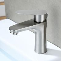 China Bathroom SUS304 Single Cold Water Basin Taps In SN Matte Black for sale