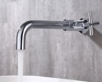 China Brass Bathroom Single Cold Water Basin Tap Modern Wall Mounted Cross Handle for sale