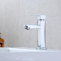 China Square Vessel Sink Faucet Brass Cartridge Single Hole Basin Tap 1.2GPM Chrome for sale