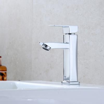 China Square Vessel Sink Faucet Brass Cartridge Single Hole Basin Tap 1.2GPM Chrome for sale