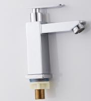 China Zinc Square Single Cold Water Basin Tap Lever Handle Vessel Sink Faucet 1.2GPM Chrome for sale