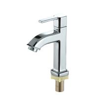 China Square Single Cold Water Basin Tap Chrome Bathroom Vessel Sink Faucet 1.2GPM for sale