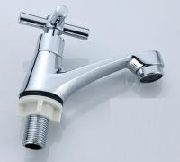 China Zinc Single Hole Vessel Sink Faucet Cross Handle Cold Only 1.2GPM Chrome for sale