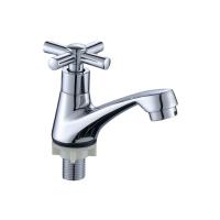 China Zinc Single Hole Vessel Sink Faucet Cross Handle Cold Only 1.2GPM Chrome for sale