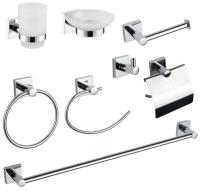 China Modern Square 8 Piece Bathroom Hardware Accessories Set Matte Black Chrome for sale
