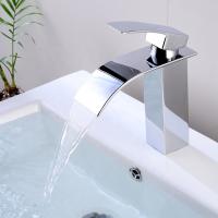 China SUS304 Waterfall Bathroom Sink Faucet Single Hole 1.2GPM Chrome Gold Rose Gold for sale